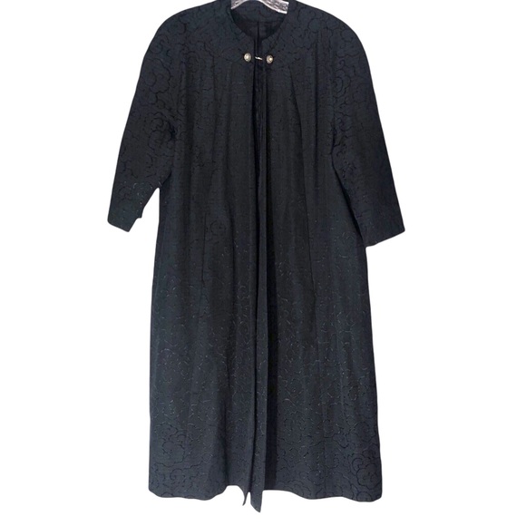 Fabulous Black Brocade Embellished Cape Opera Coat Crystal Closure ...